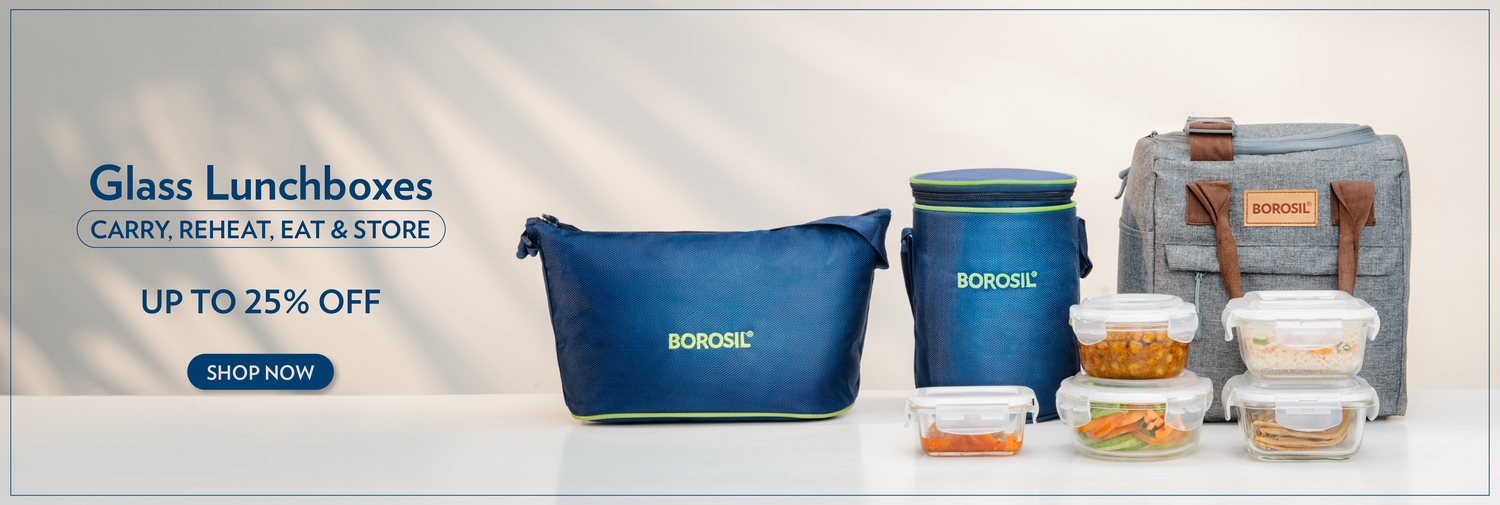 Buy Dinner Set, Lunch Boxes, Glassware & Bottles Online - Borosil