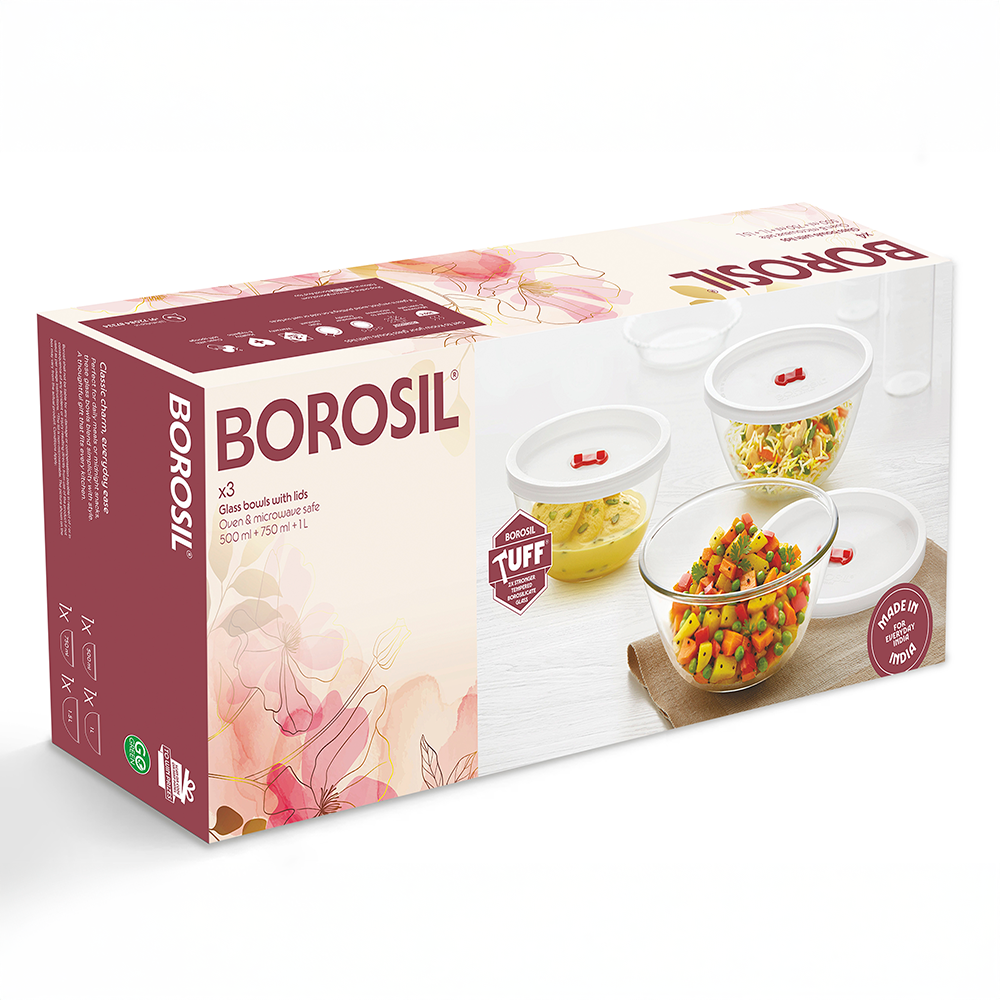 Buy Borosil Borosil Tuff-Glass Everyday Mixing & Serving Bowl Set