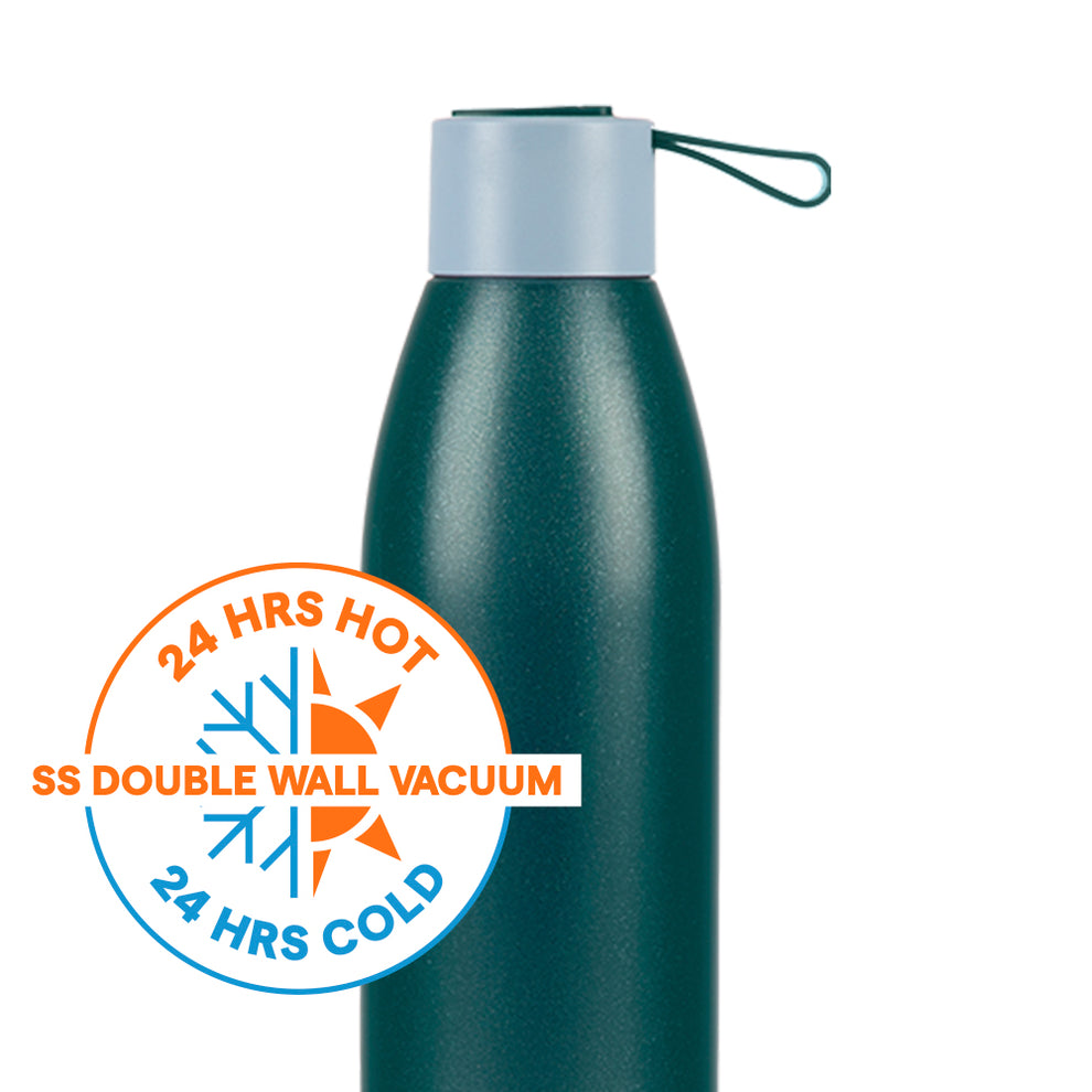Borosil Duomate Vacuum Insulated Stainless Steel Bottle, Green