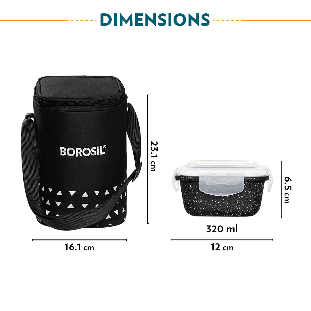 Buy Kube Black Glass Lunch Box, Square x 3 (Tall) at Best Price Online ...