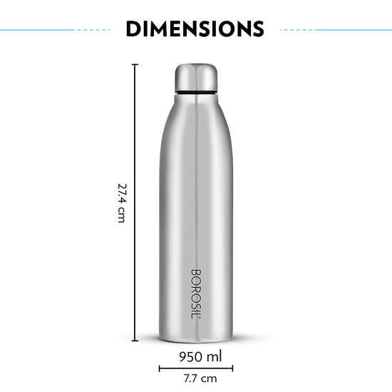 Buy Stainless Steel Borosil Juno Single Wall Water Bottle, 950ml