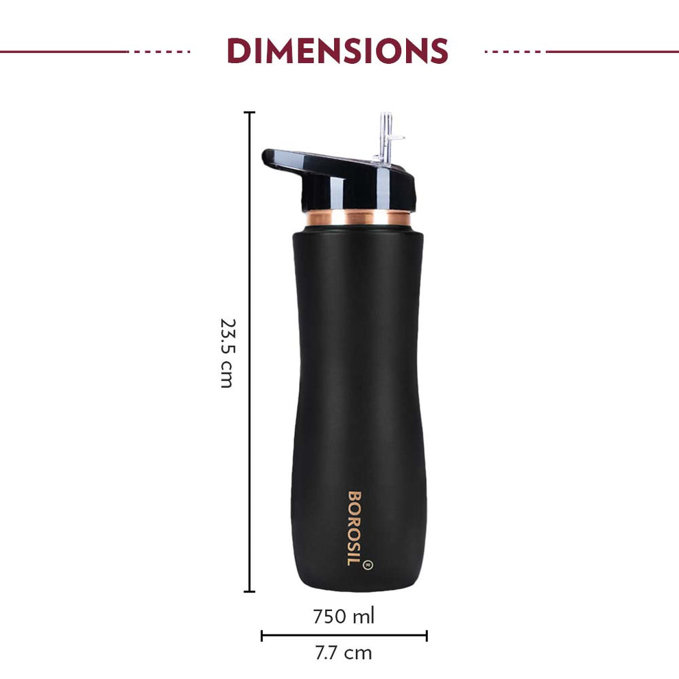 Borosil Sipper Copper Bottle Black, Personalised 750 ml at Best Price Online in India - Borosil