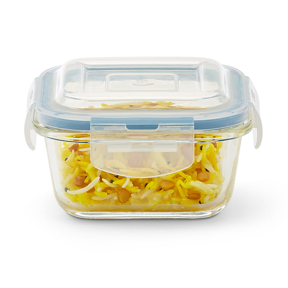 Buy Elite Blue Grey Glass Lunch Box, Square x 4 (Tall) at Best Price Online in India - Borosil