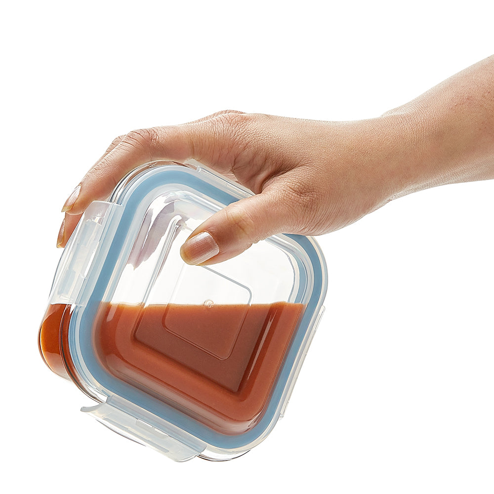 Buy Elite Blue Grey Glass Lunch Box, Square x 4 (Tall) at Best Price ...