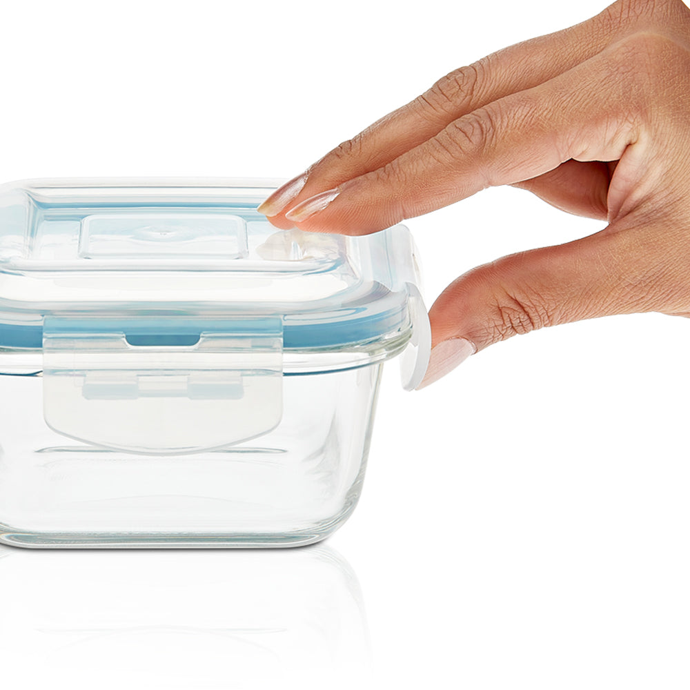 Buy Elite Blue Grey Glass Lunch Box, Square x 4 (Tall) at Best Price ...