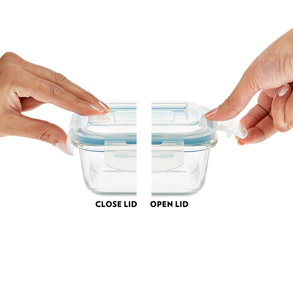 Buy Elite Blue Grey Glass Lunch Box, Square x 4 (Tall) at Best Price ...