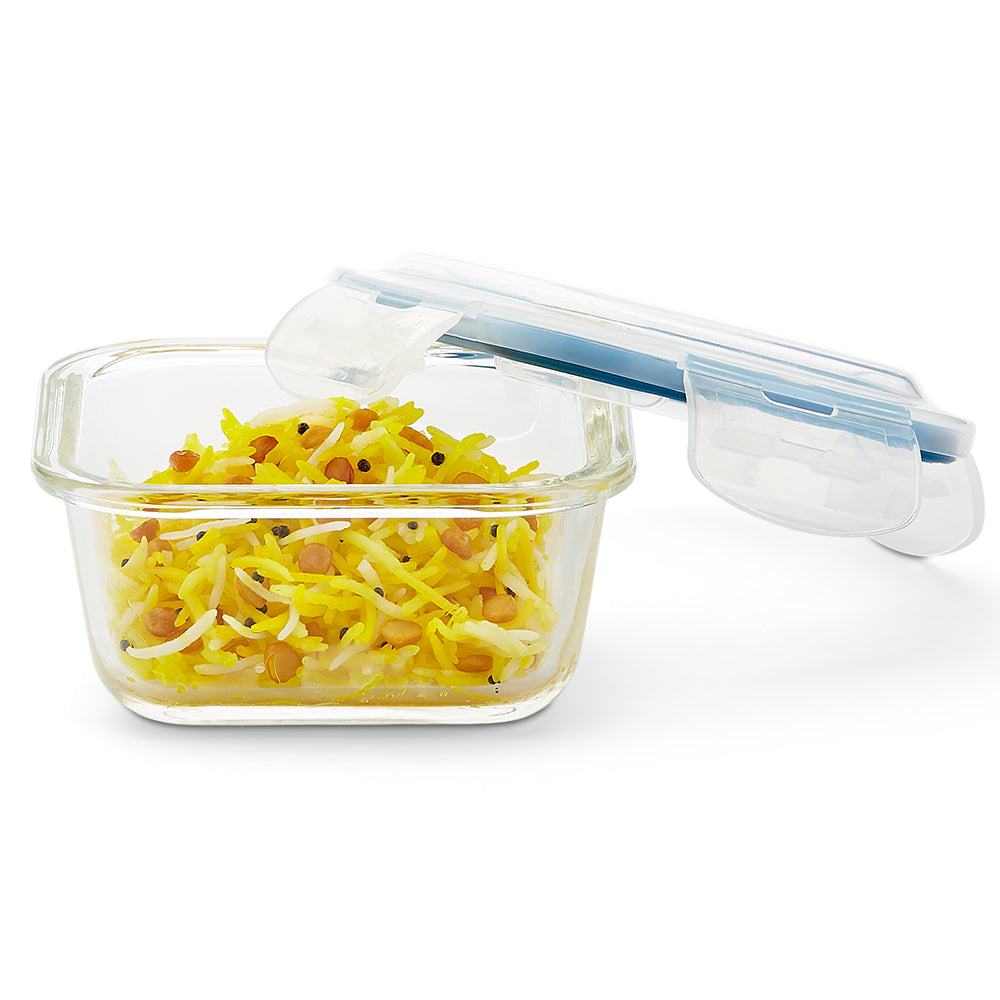 Buy Elite Blue Grey Glass Lunch Box, Square x 4 (Tall) at Best Price ...