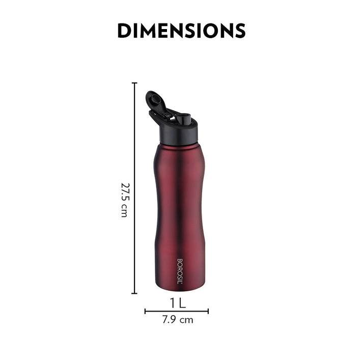 Buy Grip N Sip Classic Stainless Steel Flask Water Bottle (1 L, Maroon)