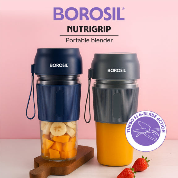 Buy Borosil Nutrigrip Portable Blender, Grey, 40 W