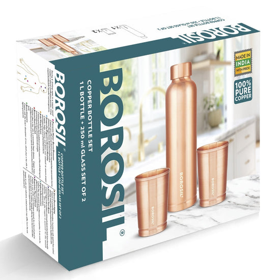 Borosil Copper Bottle w Copper Glass Set of 2 at Best Price Online in ...